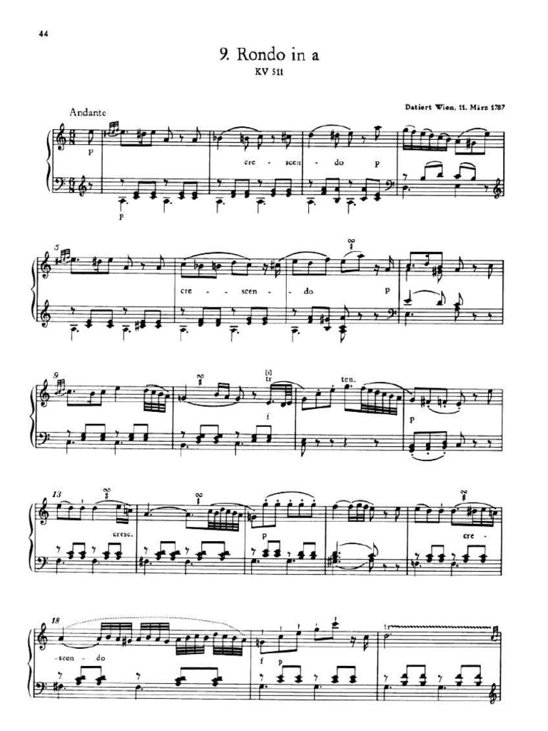 Mozart Rondó Ni A KV 511 | PDF