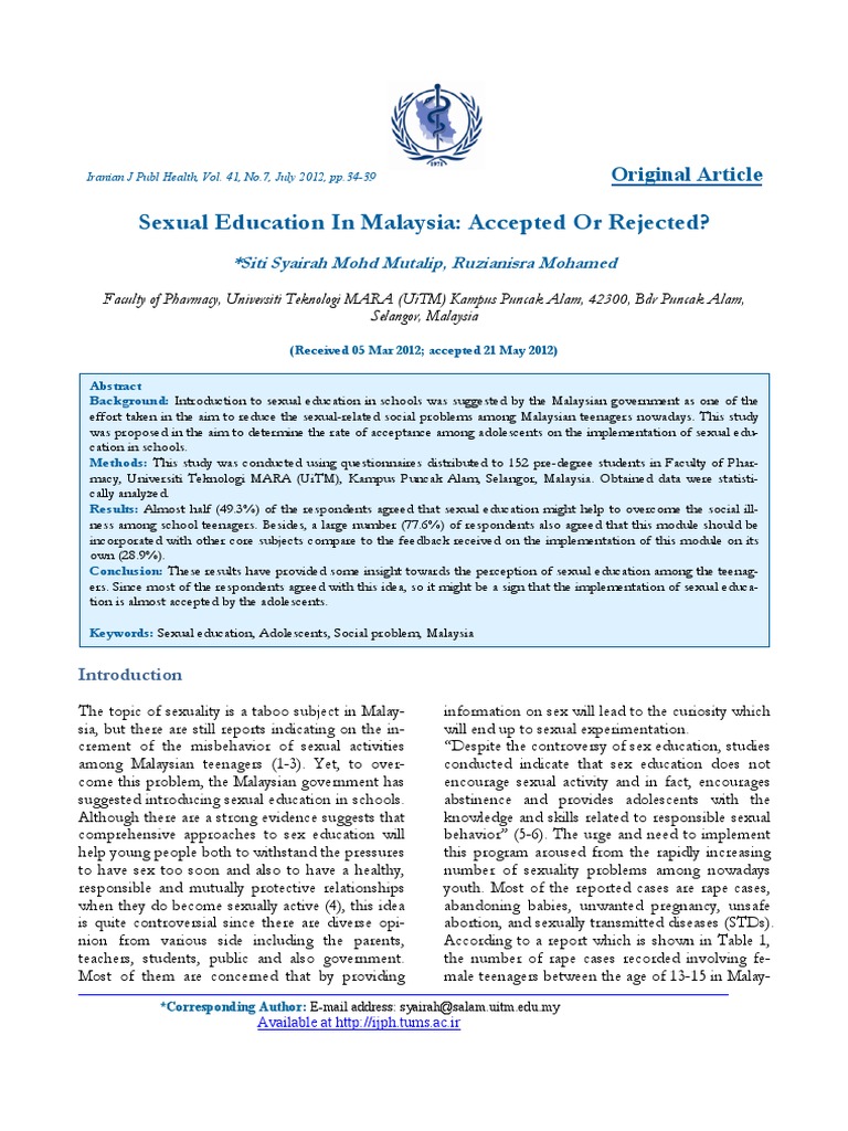 SEX EDU in Malaysia | PDF | Sex Education | Human Sexual Activity