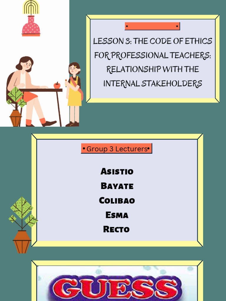 Group 3 - The Code of Ethics - Lesson 3 | PDF | Teachers | Justice