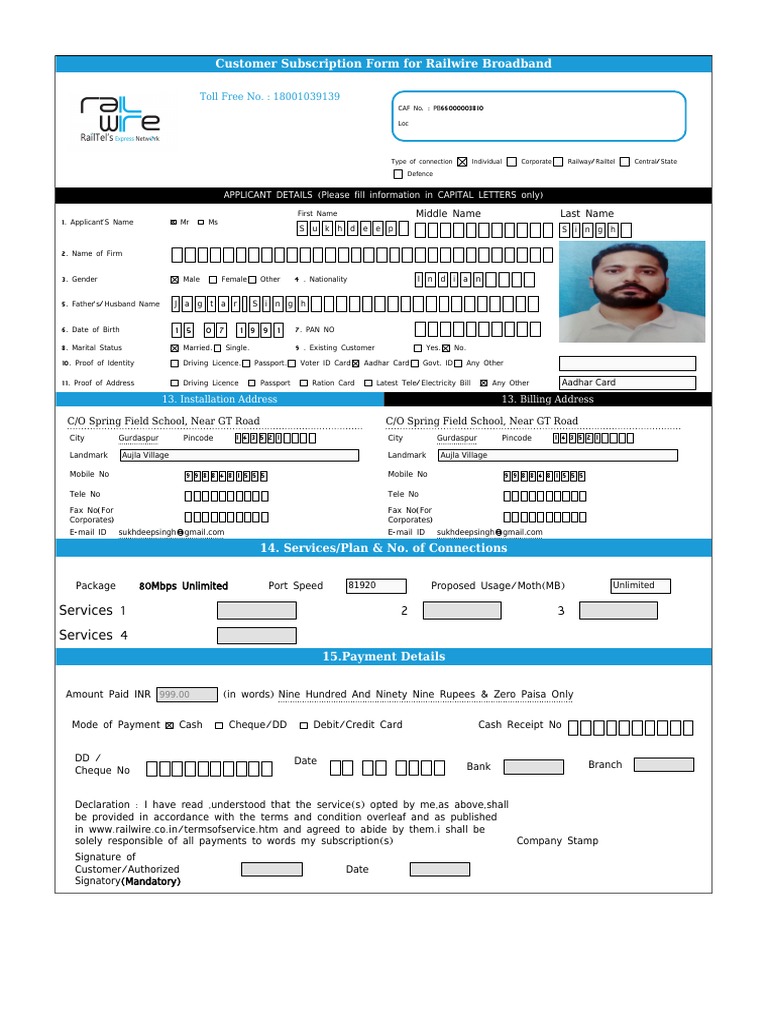 Sukhdeep Singh CAF | Download Free PDF | Identity Document | Cheque