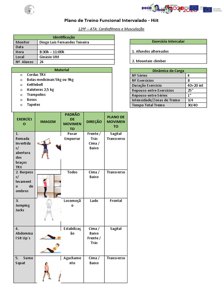 Plano Treino Funcional Intervalado Hiit | PDF