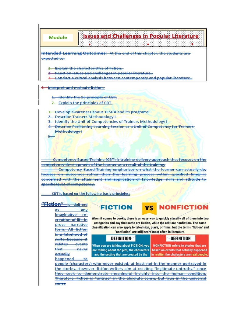 7 Issues and Challenges in Popular Literature | PDF | Educational ...