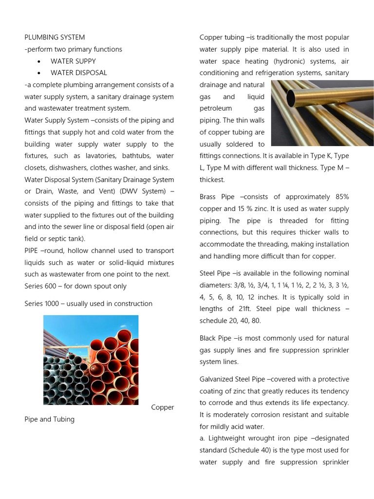 Plumbing System | PDF | Plumbing | Pipe (Fluid Conveyance)