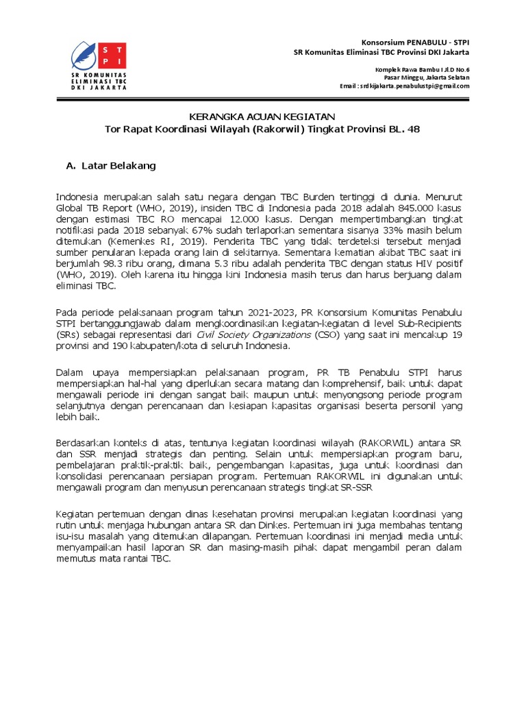 TOR BL 48 Rakorwil DKI Jakarta | PDF