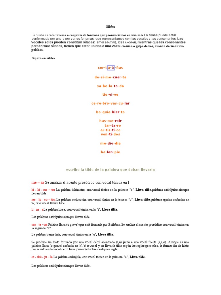 Sílaba | PDF | Idiomas | Estudios de idiomas extranjeros