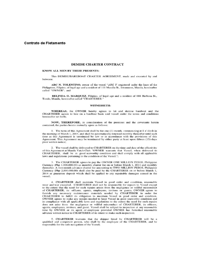 Contrato de Fletamento | PDF