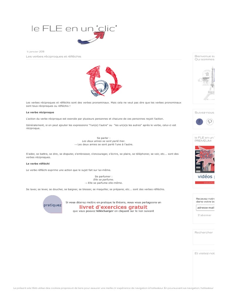 Les Verbes Réciproques Et Réfléchis | PDF | Verbe | Cookie (informatique)