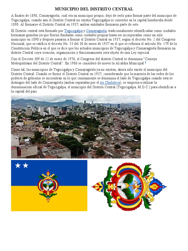 Historia del Municipio del Distrito Central | PDF