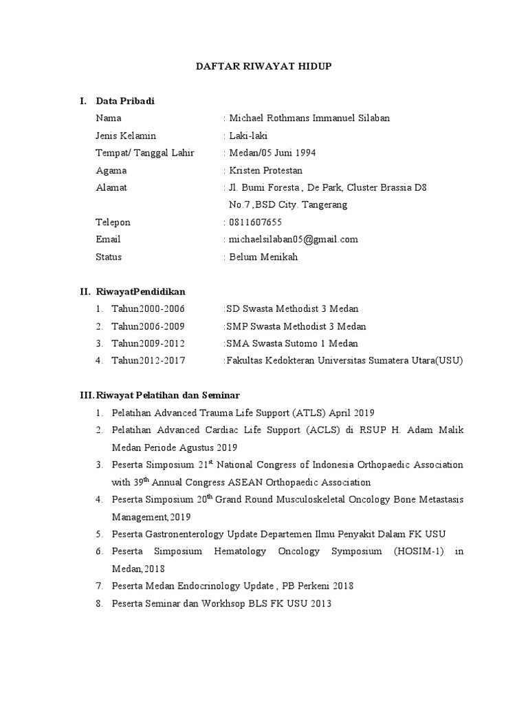 CV Michael JKT | PDF