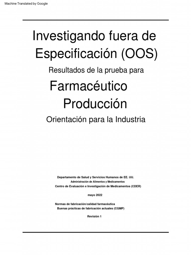 Fda Resultados Fuera de Especificación 19287685 - L2-Oos | PDF ...