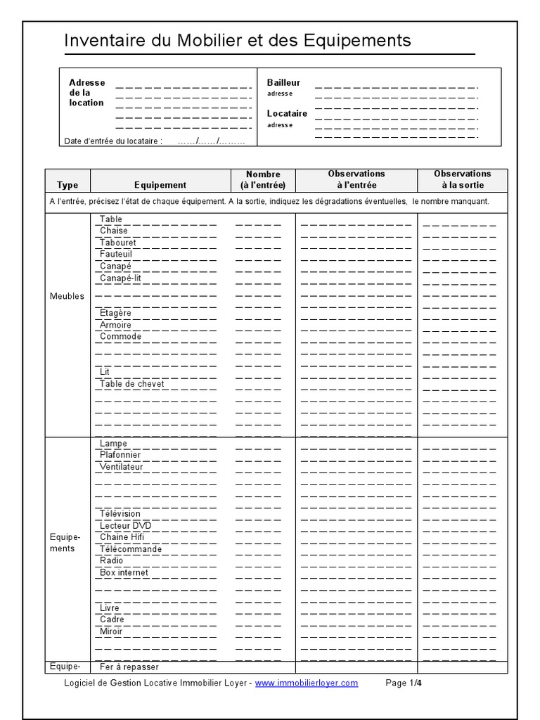 Modele Inventaire Meuble | PDF