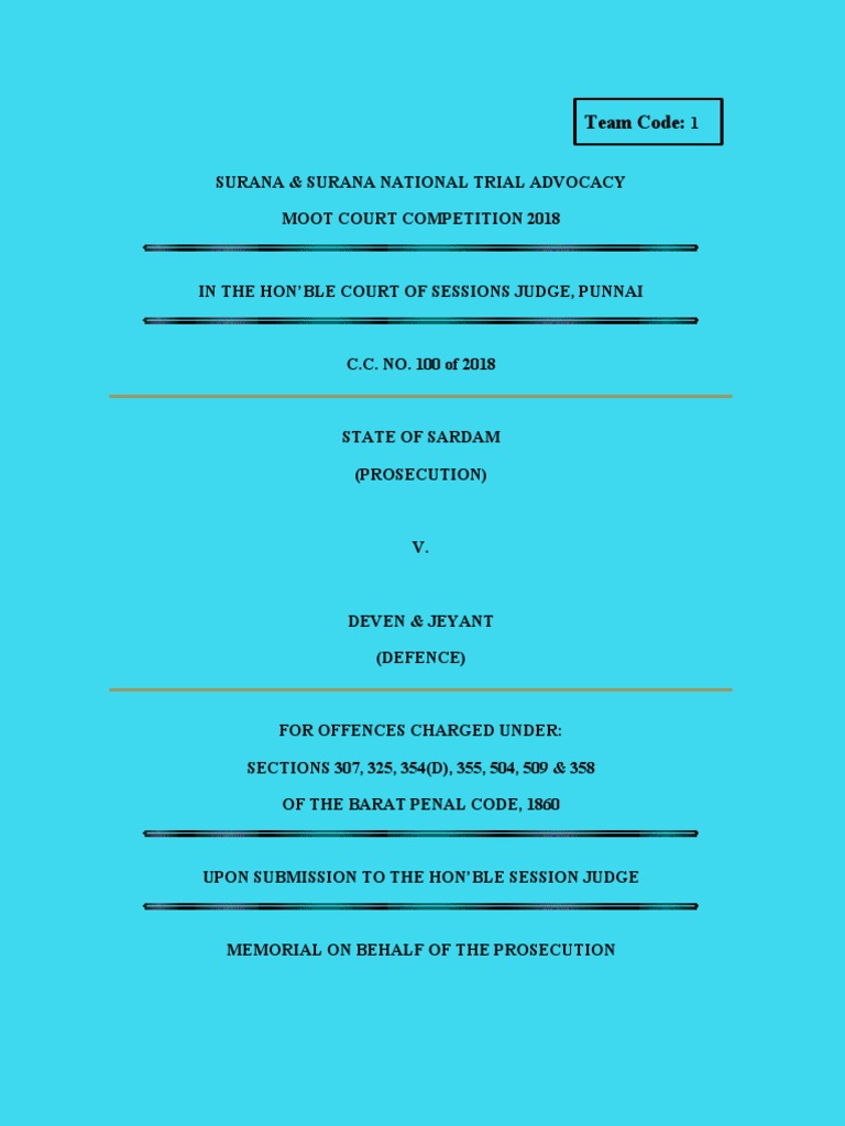 Prosecution Memorial | PDF | Criminal Procedure In South Africa | Assault