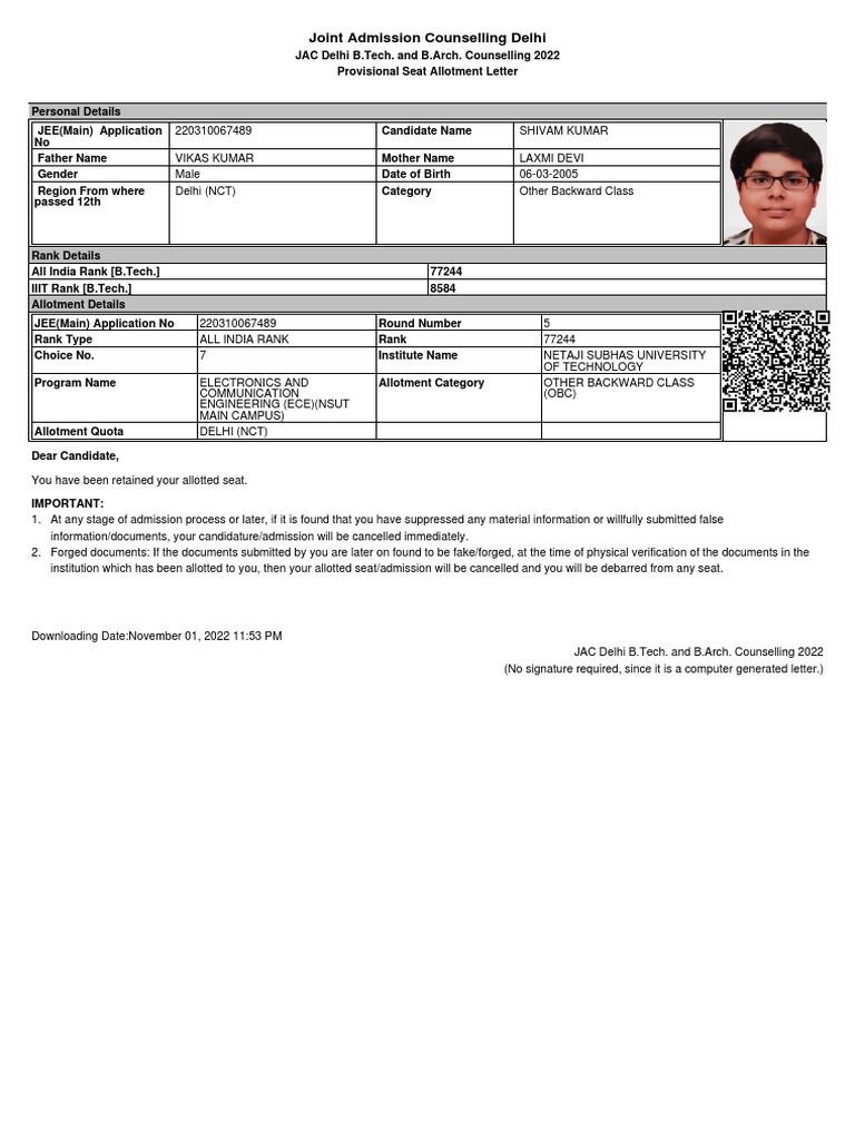 Seat Allotment | PDF