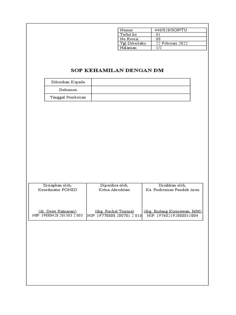 Sop Kehamilan Dengan DM | PDF