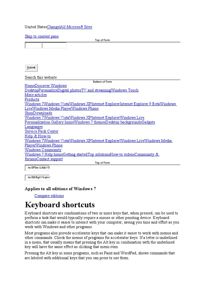 Essential Windows 7 Keyboard Shortcuts | PDF