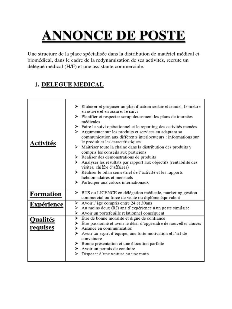 Annonce de Poste | PDF
