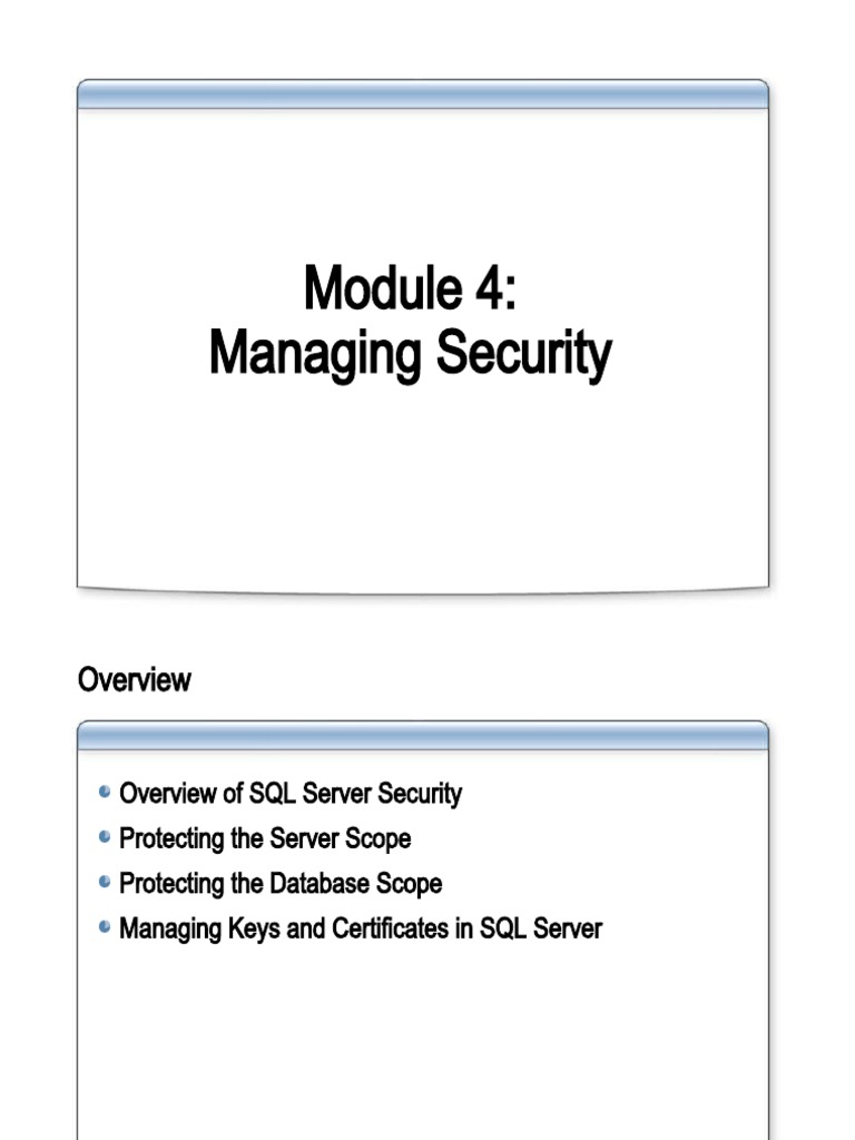 SQL Server 2019 Security Management Guide | PDF | Public Key ...