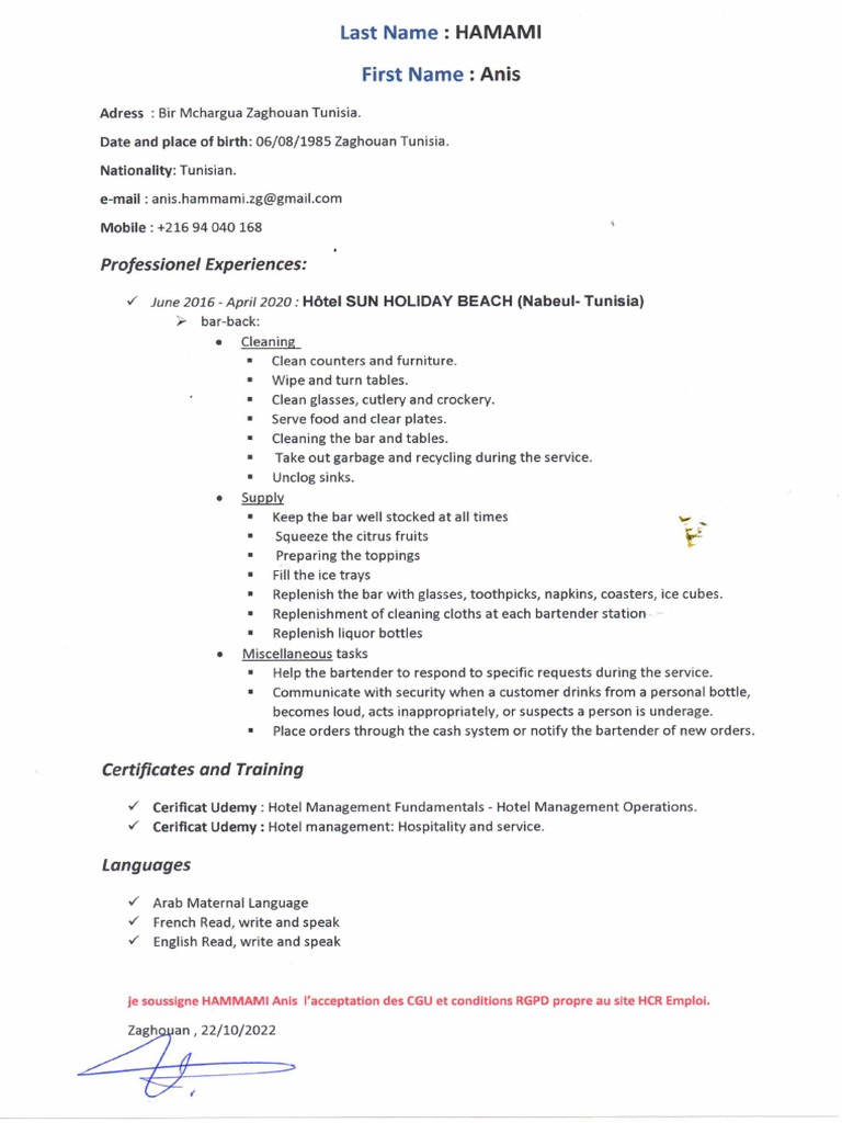 CV Ang Anis HAMMAMI Avec Signature | PDF