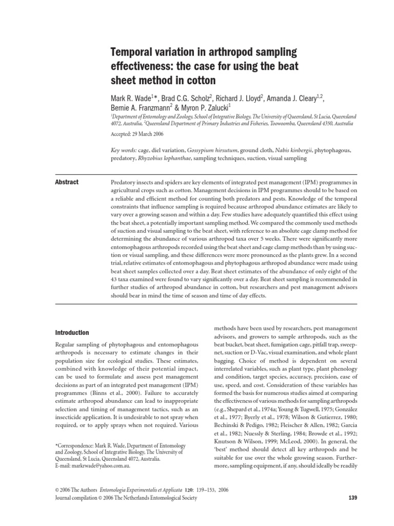 Temporal Variation in Arthropod Sampling Effectiveness: The Case For ... Temporal Variation in Arthropod Sampling Effectiveness: The Case For ...