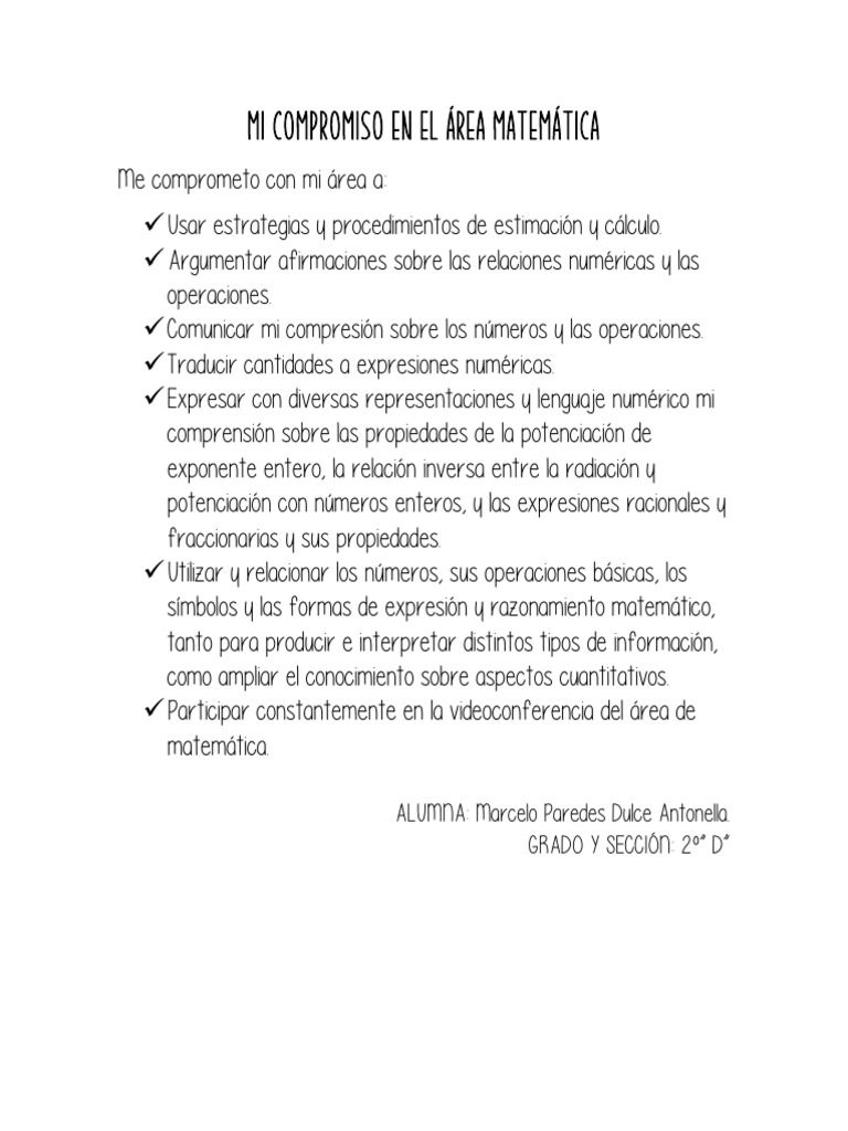 Mi Compromiso en El Área Matemática | PDF