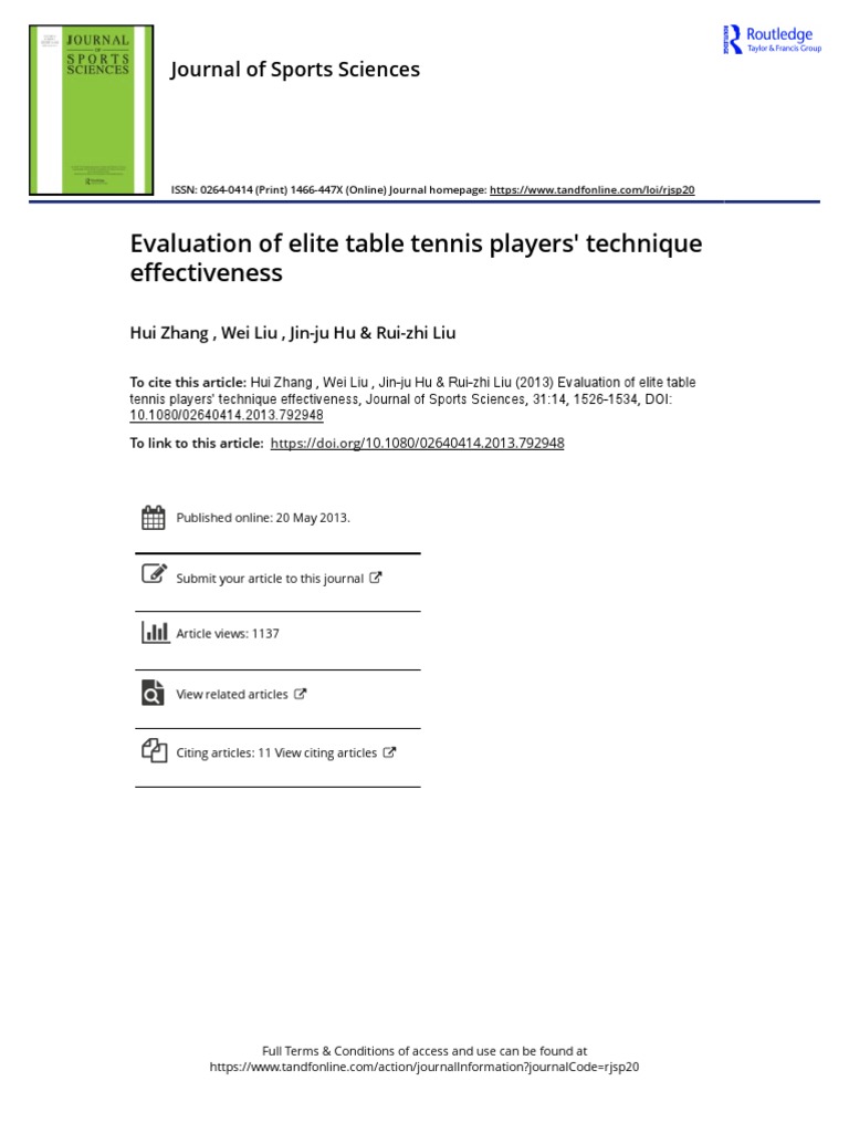 ALL DONE Evaluation of Elite Table Tennis Players Technique ...