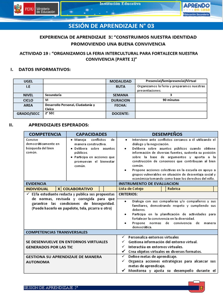 2° DPCC Sesion 3 Eda3 Rural | PDF
