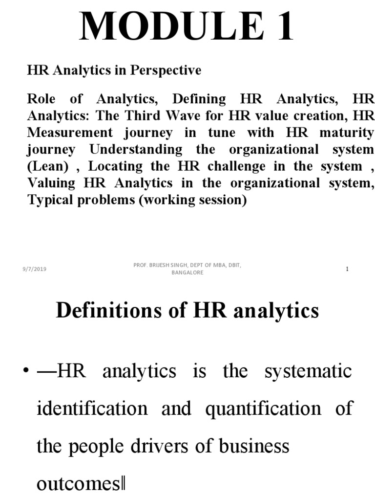 MODULE 1 HUMAN RESOURCE ANALYTICS 1 Word | PDF | Analytics | Leadership