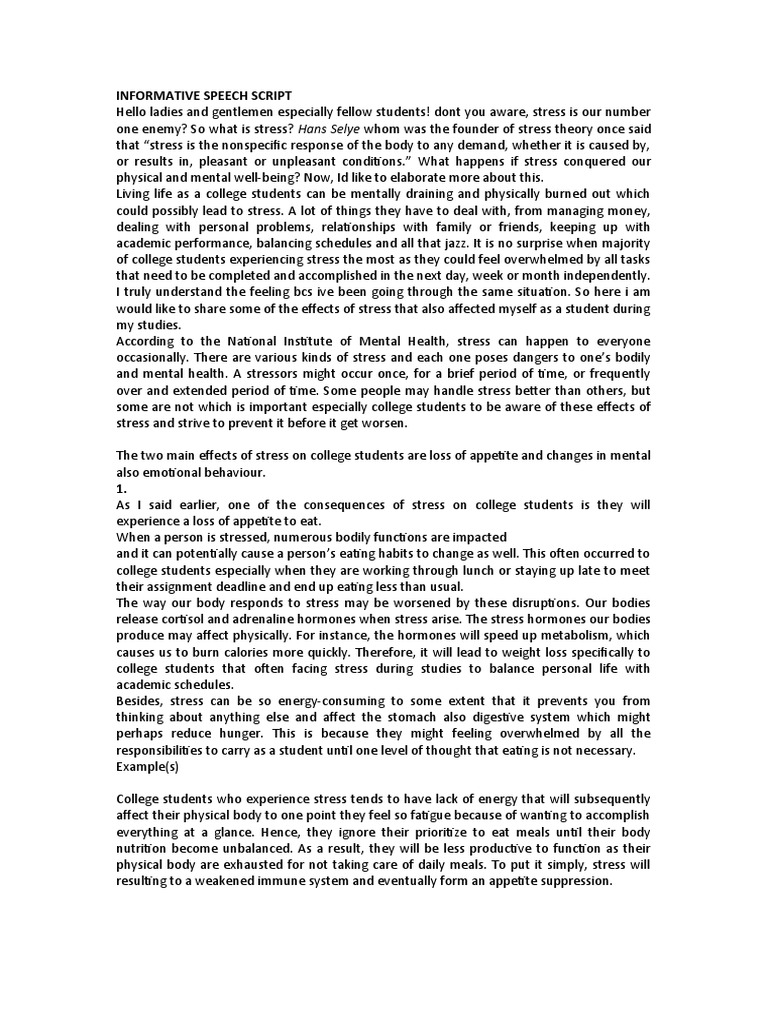 Informative Speech Script | PDF