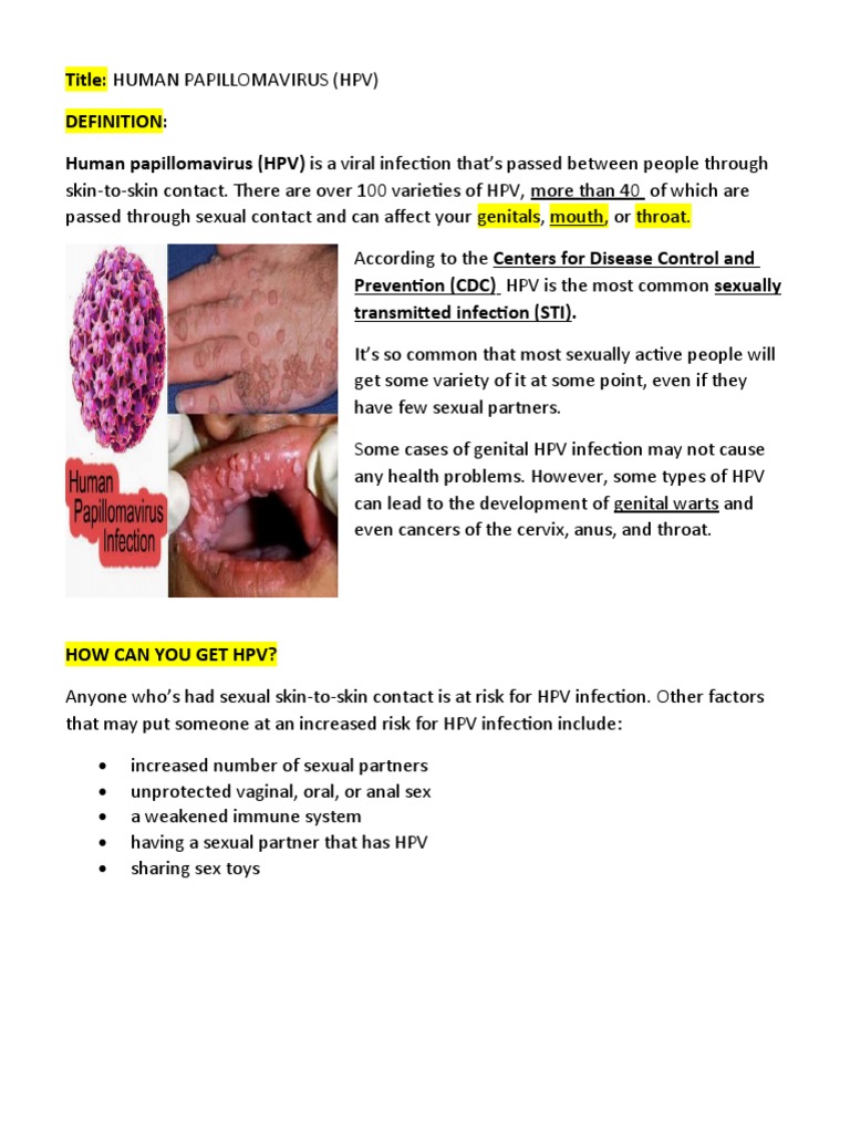Title: Human Papillomavirus (HPV) Definition: Human Papillomavirus (HPV) Is A Viral Infection ...