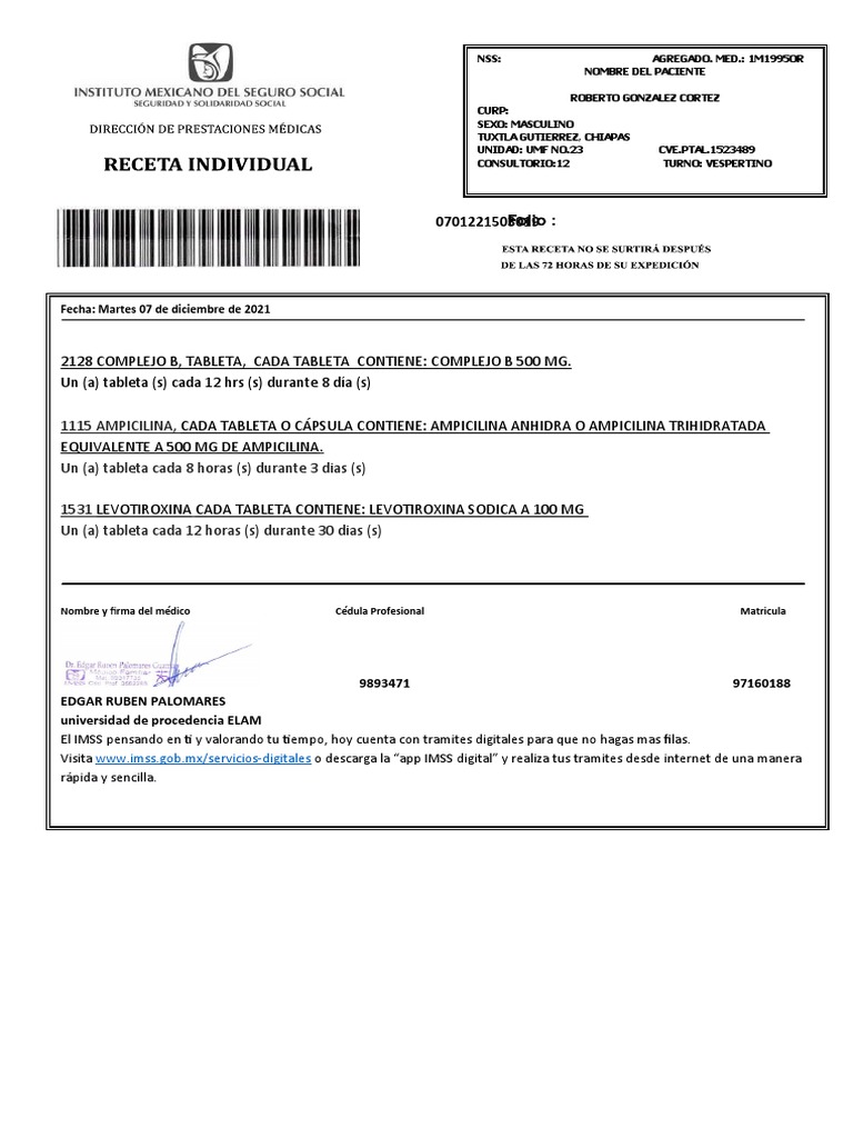 Receta Imss | PDF