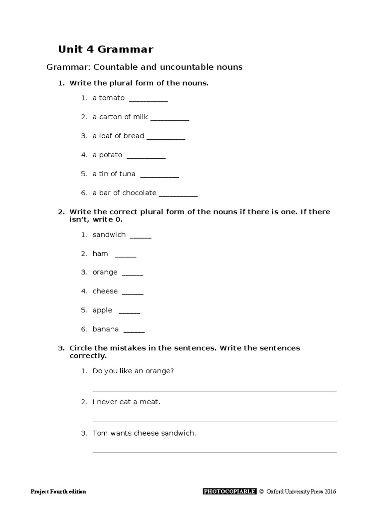 Unit 4 Grammar | PDF | Lunch | Hamburgers