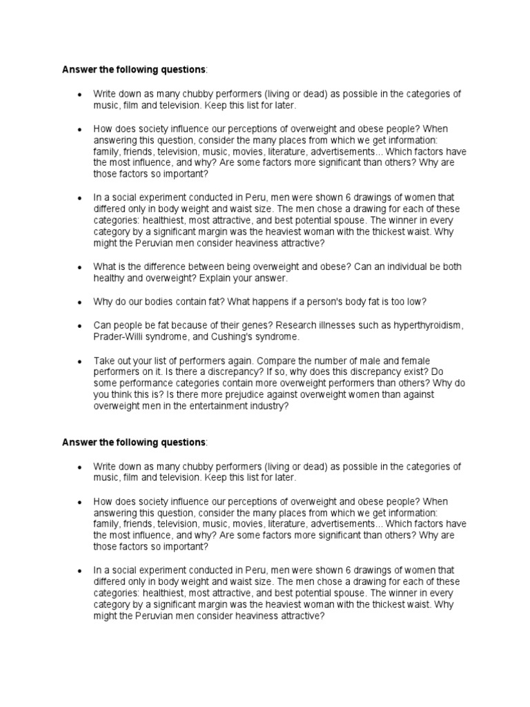 Obesity Questions | PDF