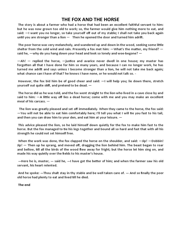 The Fox and The Horse | PDF