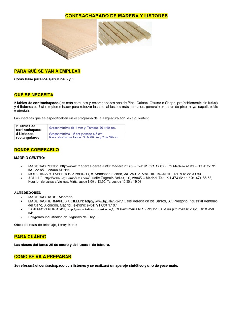 Contrachapado de Madera y Listones | PDF