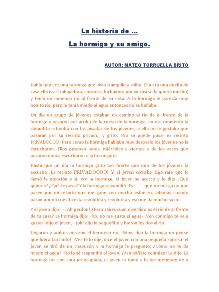 Cuento de La Hormiga | PDF