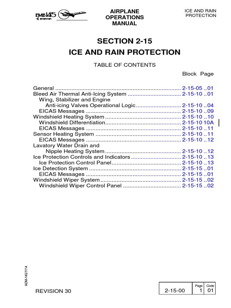 EMBRAER 145 - ICE - and - RAIN - PROTECTION | PDF | Aviation ...