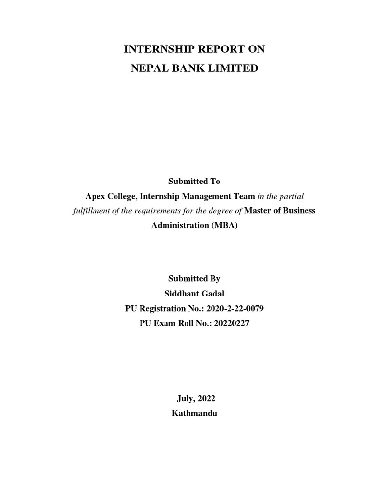 Internship Report: Nepal Bank Limited | PDF | Banks | Cheque