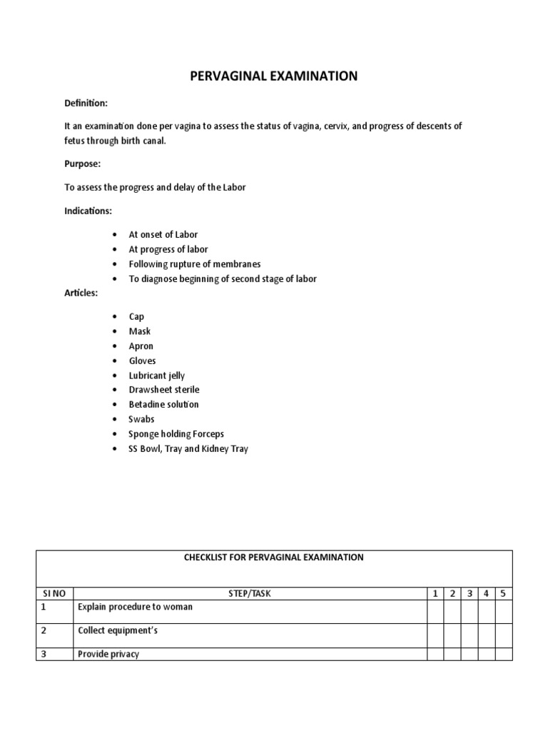 Pervaginal Examination in Labor | PDF