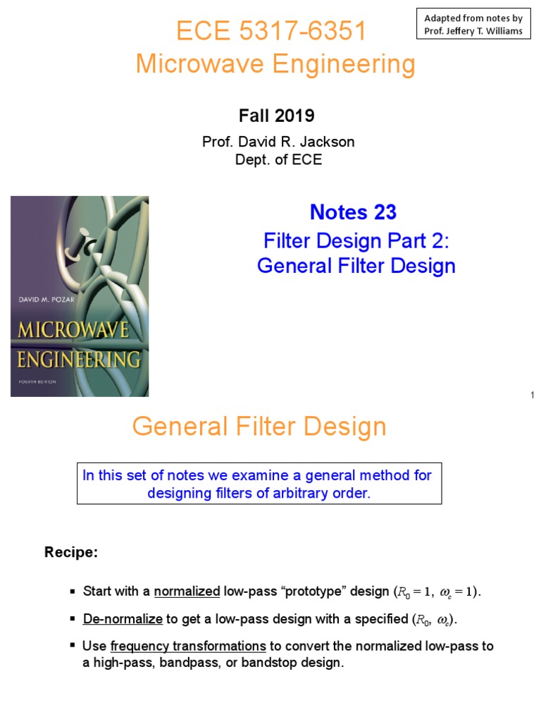 Notes 23 5317-6351 Filter Design Part 2 (General Filter Design) | PDF