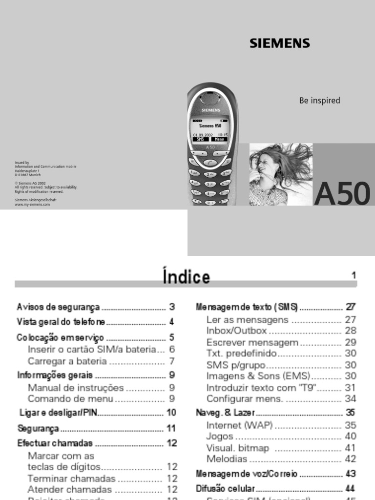 Siemens A50 PT | PDF | Telefone | Informática