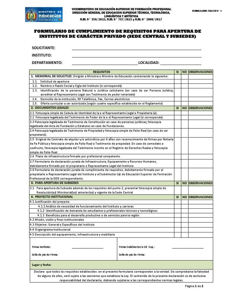 01 Formulario Apertura Privados 2017f (1) ITE | PDF | Educación más alta | Justicia