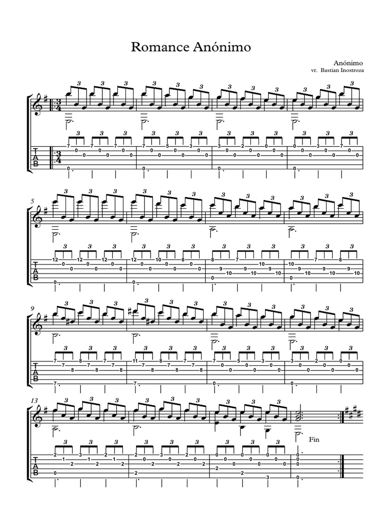 Romance Anónimo (TAB) | PDF
