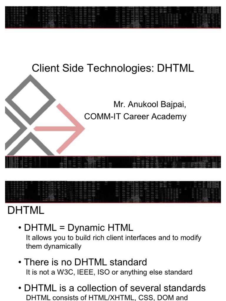 Client Side Technologies - DHTML | PDF | Html | Dynamic Html