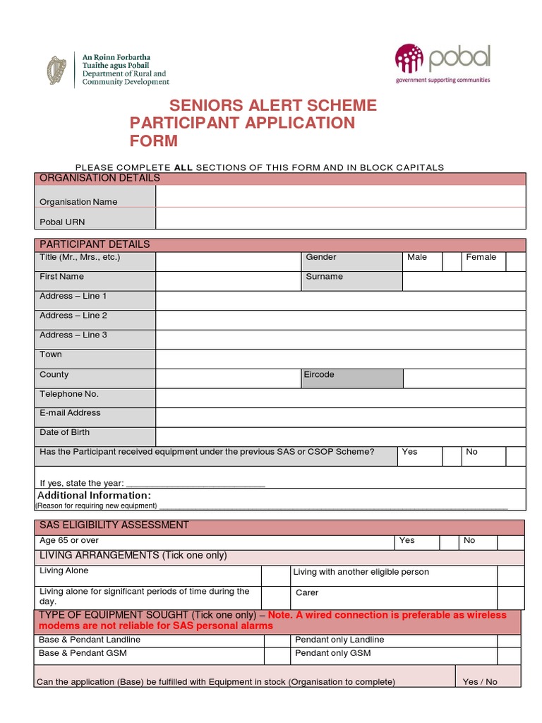 Seniors Alert Scheme Application Form | PDF