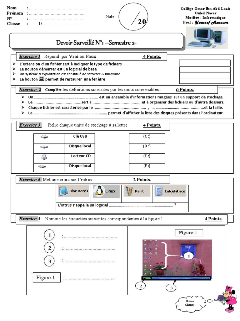 Devoir 1 Modele 6 Informatique Tronc Commun Semestre 2 | PDF | Fichier informatique | Informatique