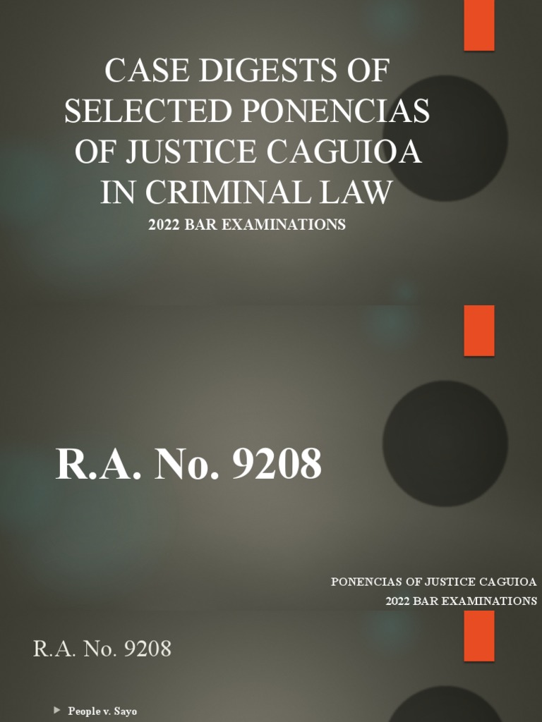 R.A. No. 9208 Cases of Justice Caguioa | PDF | Rape | Justice