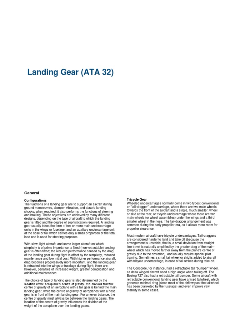 Landing Gear (ATA 32) - B1 | PDF | Landing Gear | Valve