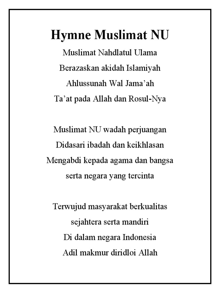 Hymne Muslimat NU | PDF
