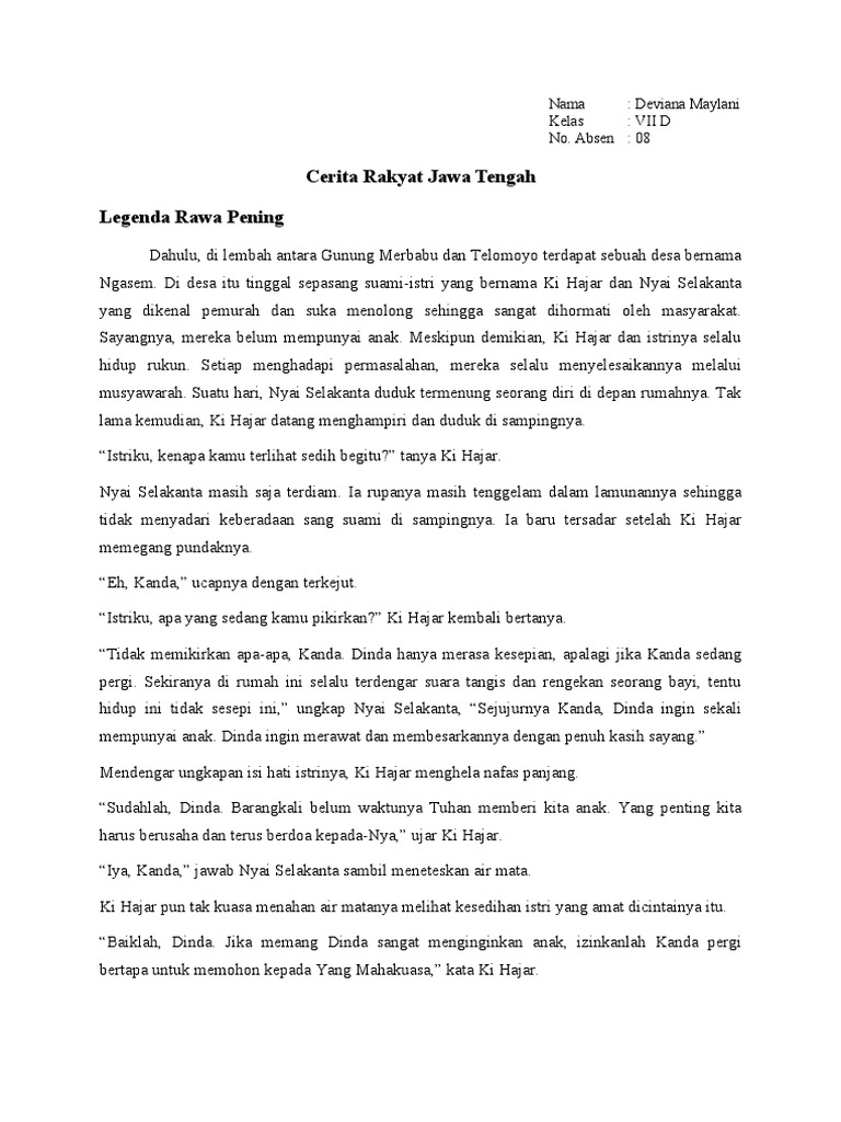 Cerita Rakyat Jateng - Legenda Rawa Pening | PDF