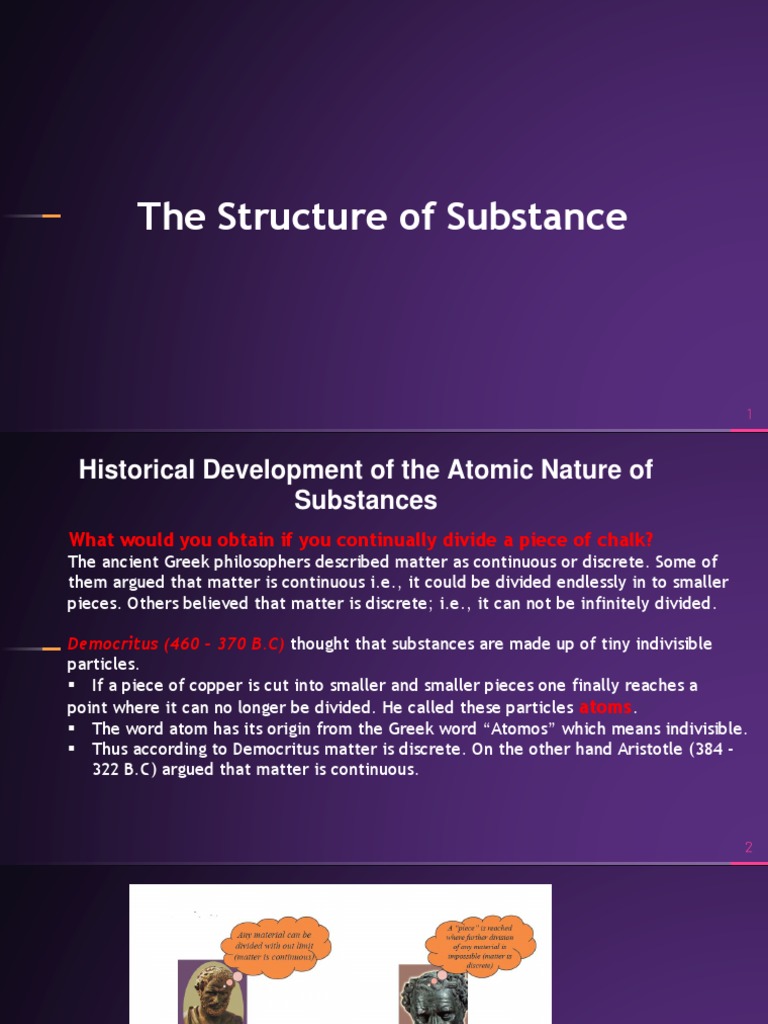 Structure of Substance - Lesson - 1 | PDF | Atoms | Proton